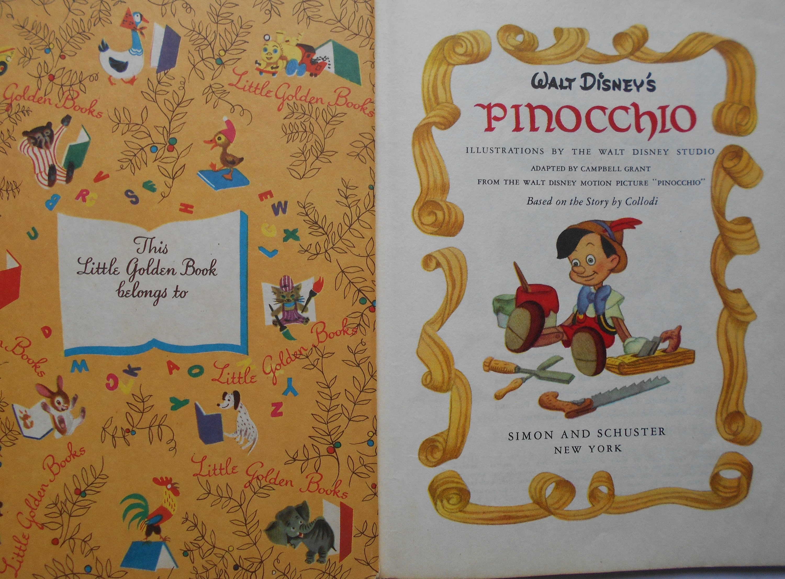 Walt Disney's Pinocchio Little Golden Book Early - Etsy