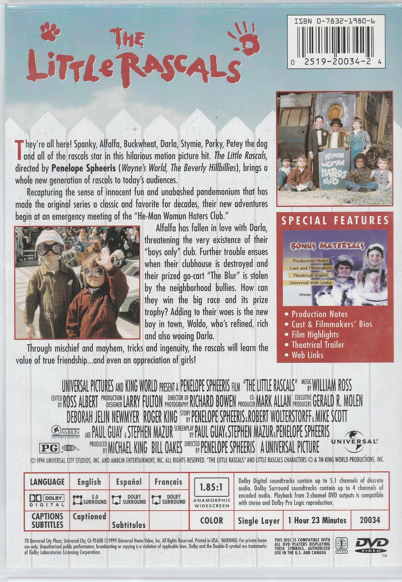 The Little Rascals DVD Movie Mischief Loves Company Widescreen Home ...