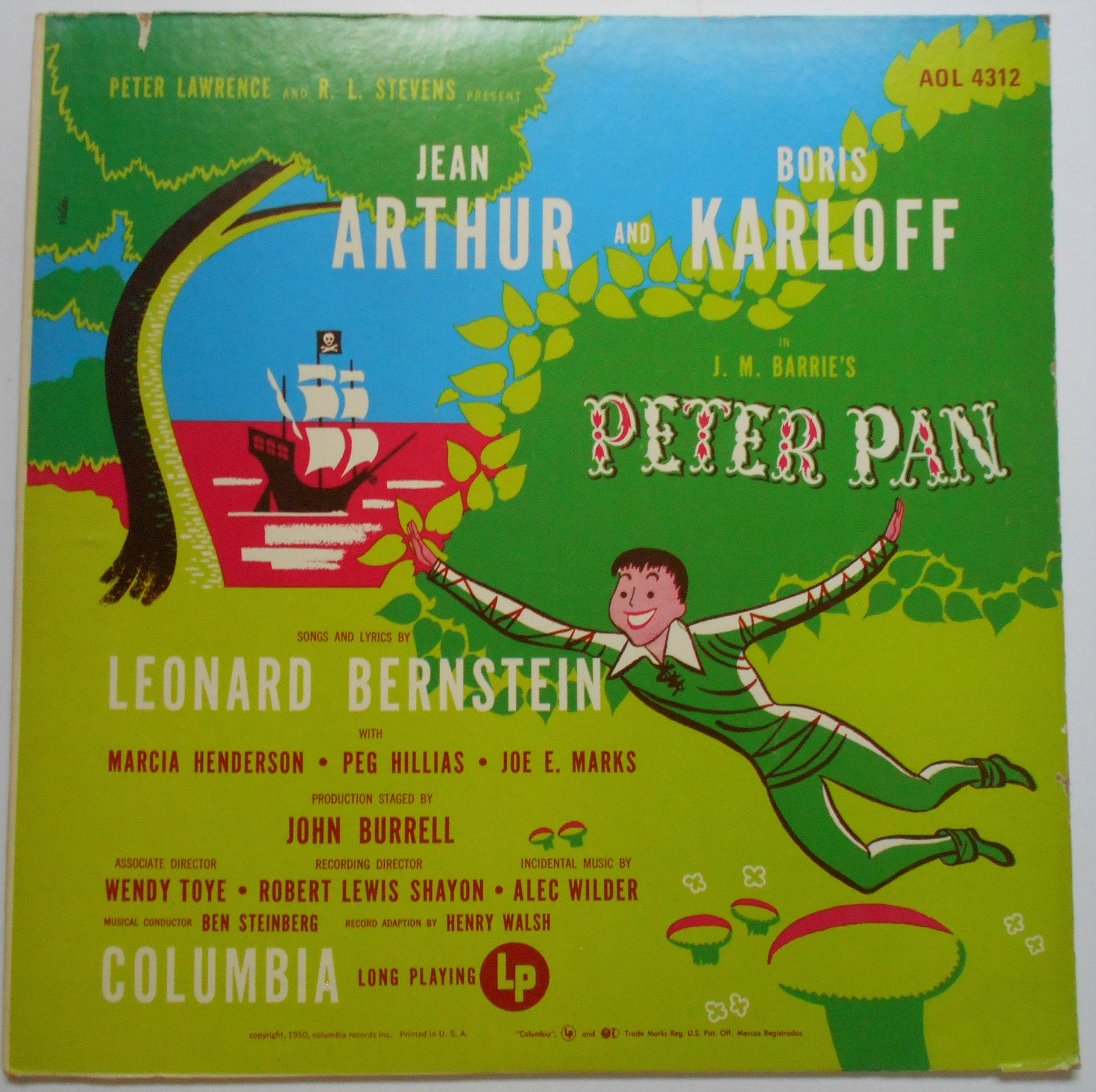 Peter Pan Children's Record 33 RPM LP - J.m.barrie - Jean Arthur, Boris ...