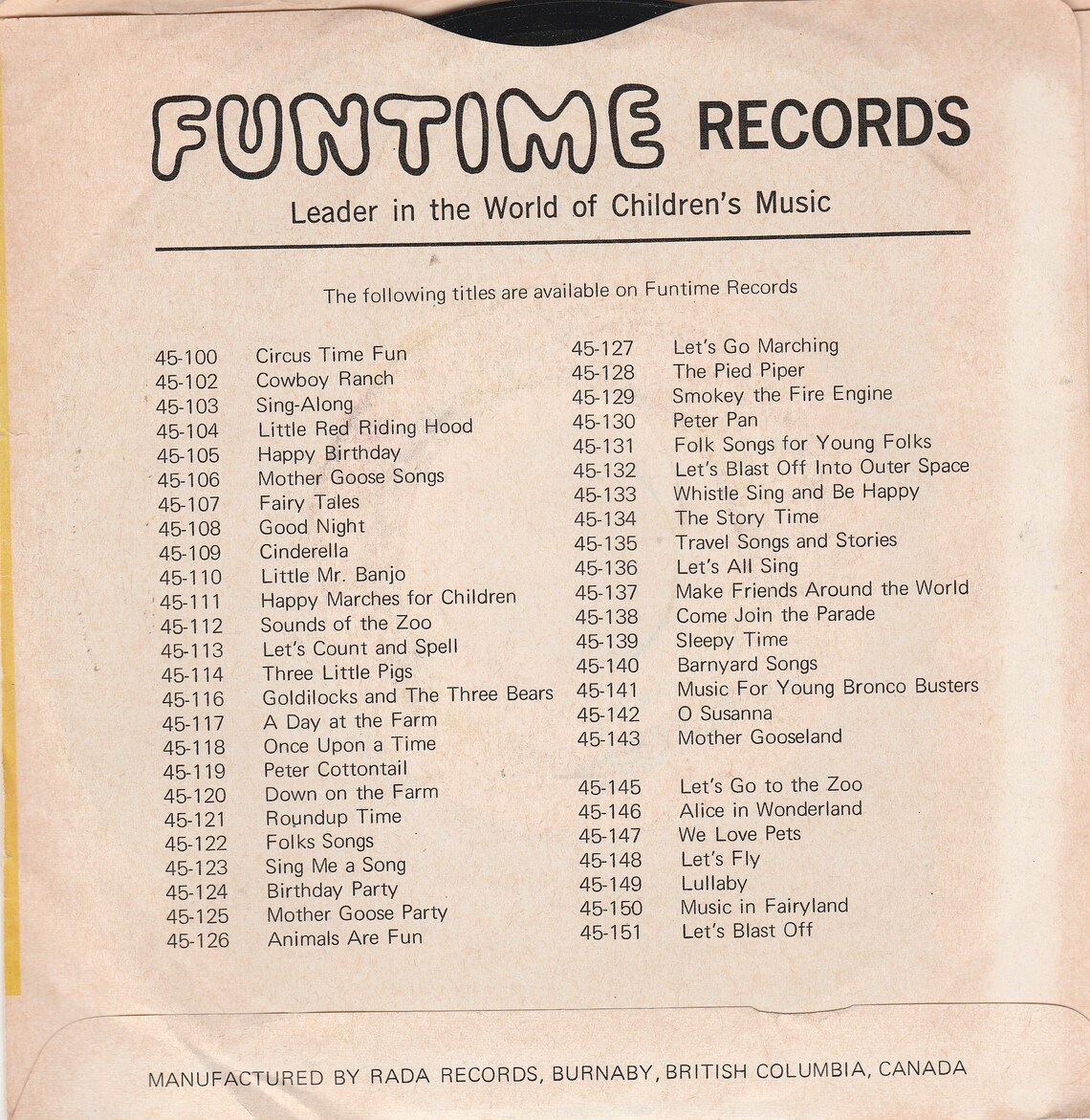 Circus Fun Time 7" 45 RPM Record - Fun Time Records - Arrival of the ...
