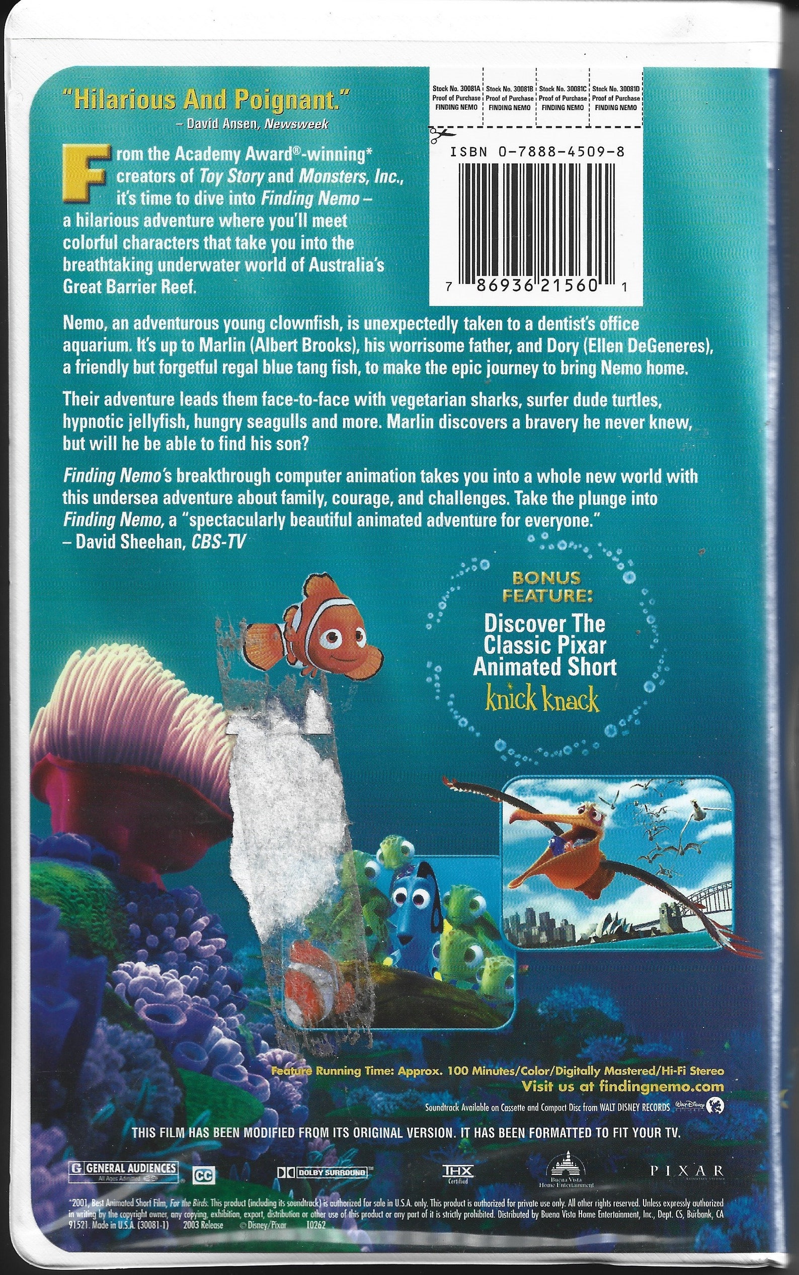 VHS Disney's Finding Nemo VHS Format Movie 2001 - Etsy