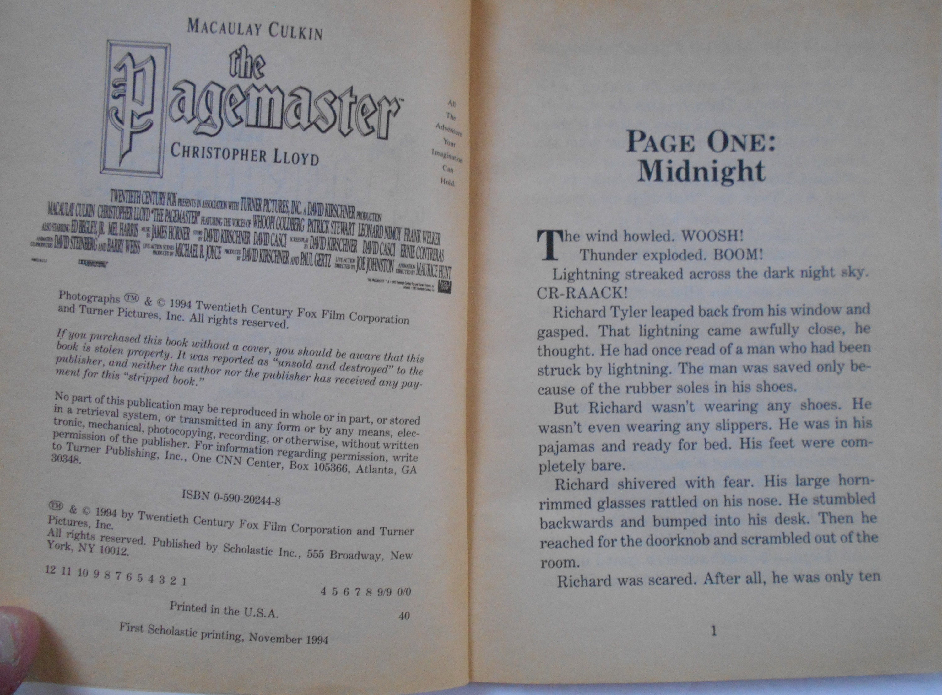 The Pagemaster Based on the Motion Picture Scholastic Paperback 1994 - Etsy