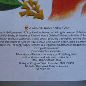 The Saggy Baggy Elephant by K A Jackson - Little Golden Hardback Book ...