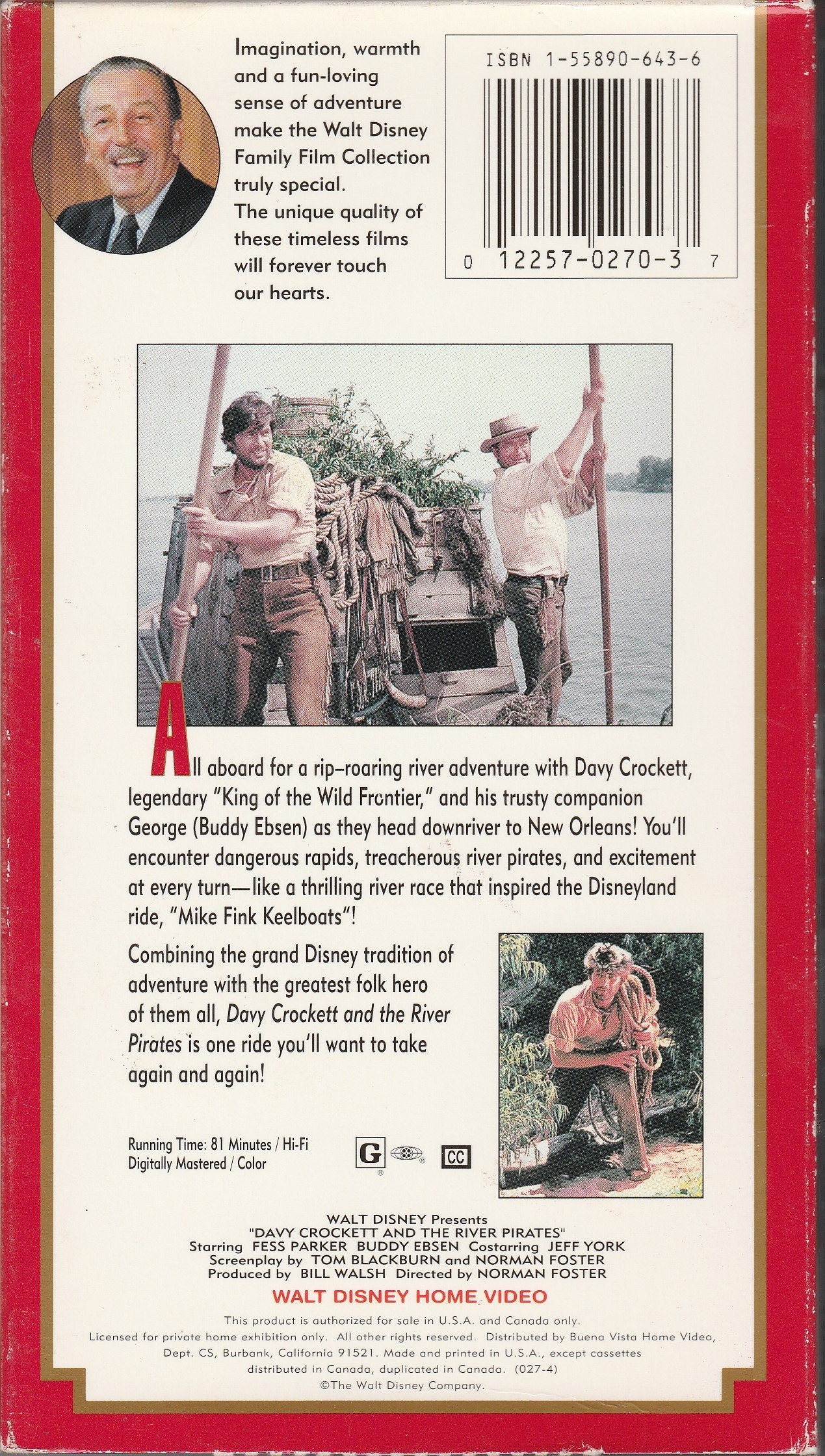 VHS Home Video Walt Disney's Davy Crockett and the River - Etsy