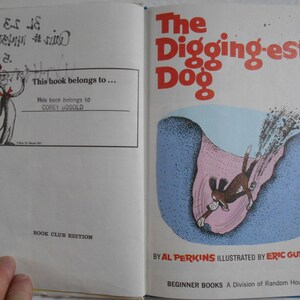 The Digging-est Dog by Al Perkins - Beginner Book Hardback 1967 - Etsy