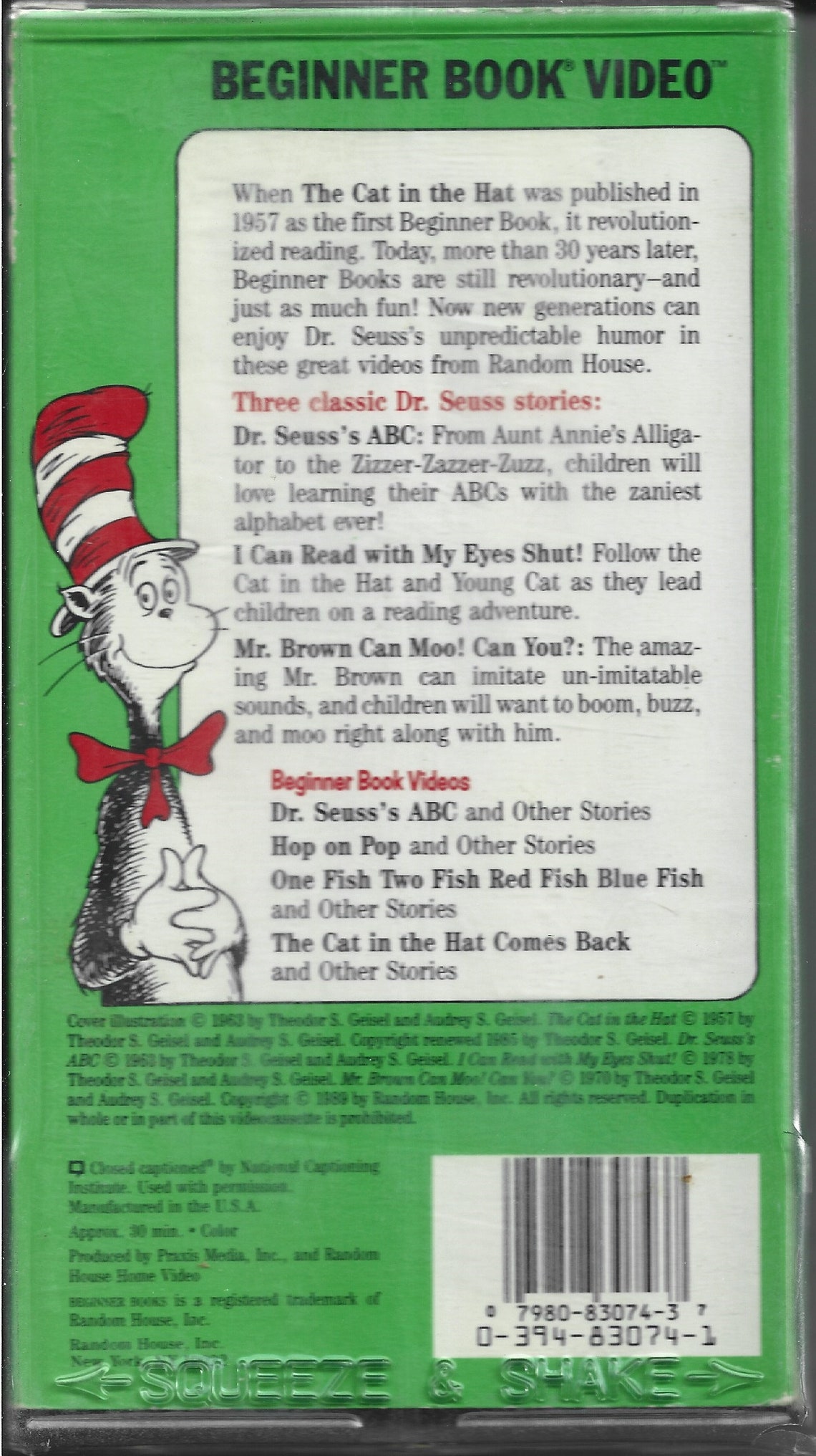 Dr. Seuss's ABC Video VHS Cassette With I Can Read With My - Etsy