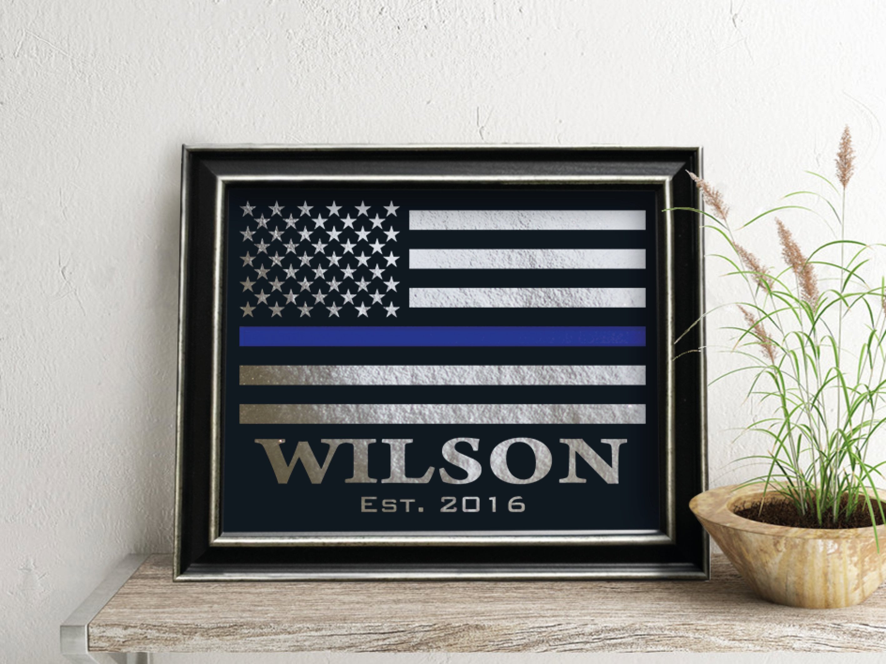 Police Officer Gift, Personalized Thin Blue Line Flag - Etsy