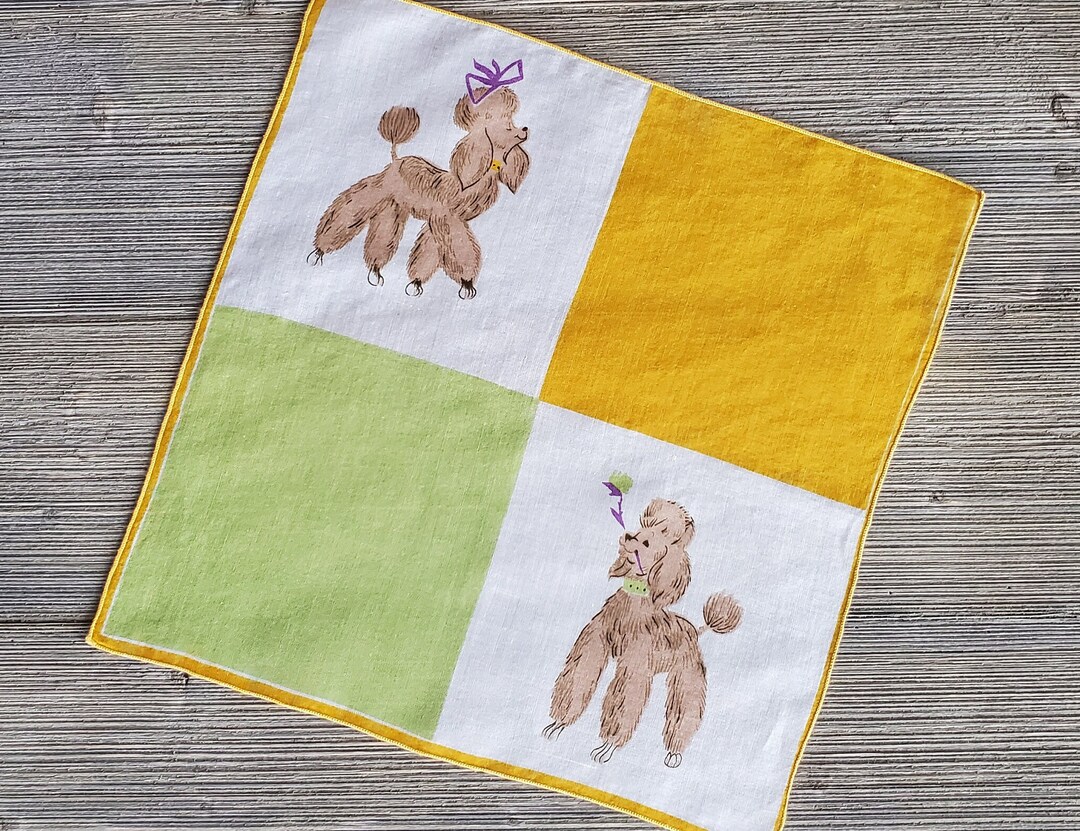 Poodle Handkerchief, Vintage Dog Handkerchief, Dog Lovers Gift - Etsy
