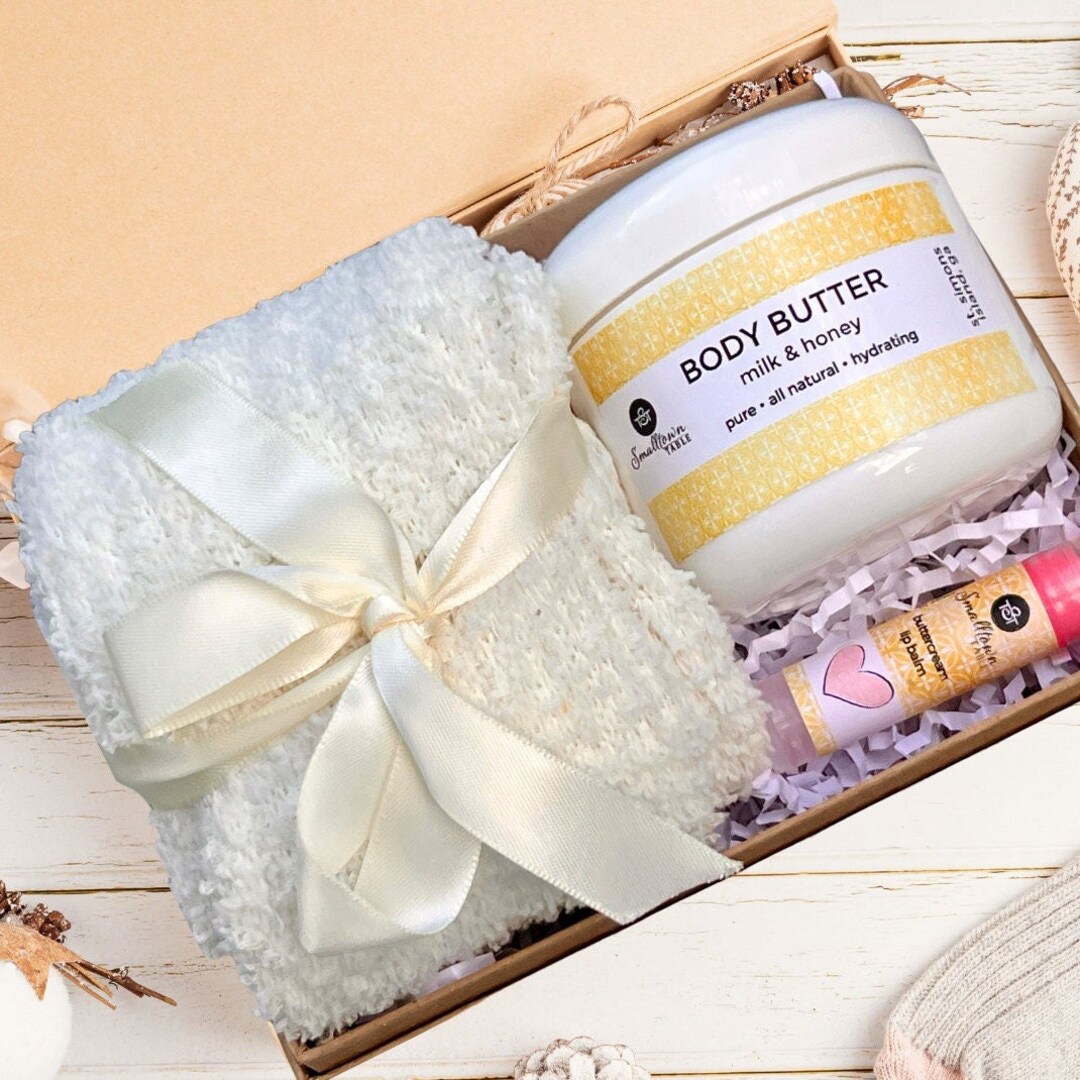 Hygge Comfort Gift Box - Knee High Cozy Socks, Organic Body Butter and ...