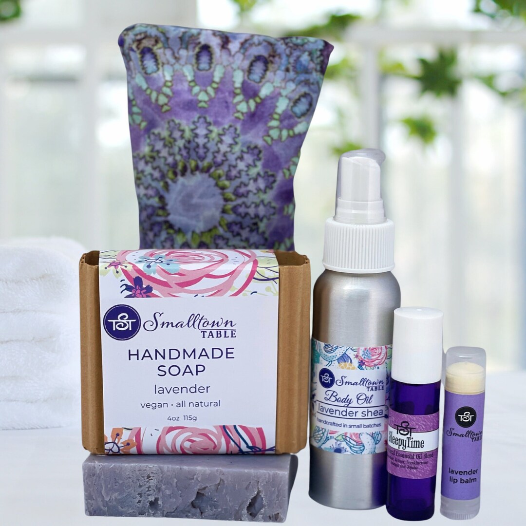 Stress Relief Gift, Sleep Gift Set, Handmade Spa Lavender Gift Set, Eye ...