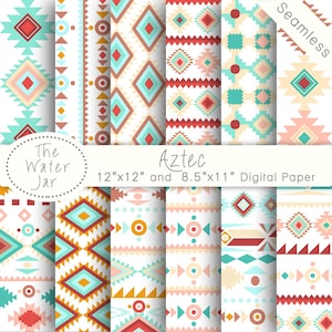 Aztec Digital Paper, Summer Digital Paper Pack, Aztec Patterns ...