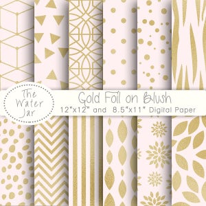 Gold Foil on Blush Pink Digital Paper Pack Printable Gold - Etsy