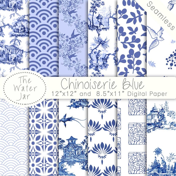 White and Blue China Wallpaper - Etsy