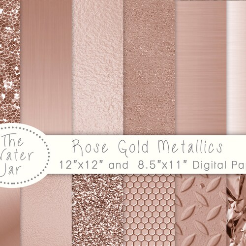 Rose Gold Digital Paper Pack With Rose Gold Metallic Glitter - Etsy