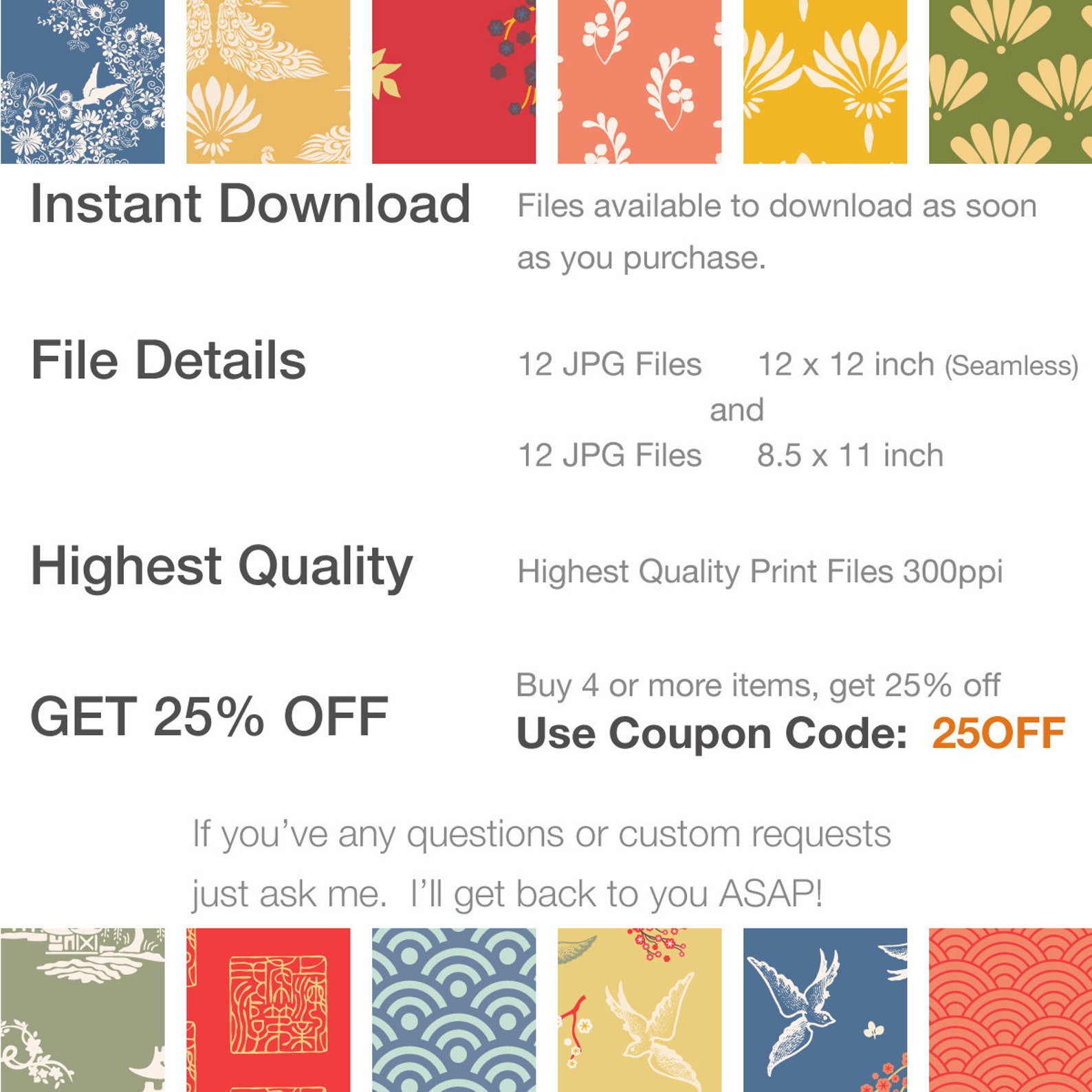 Printable Chinoiserie Designs, Seamless Chinioserie Prints, Chinese ...