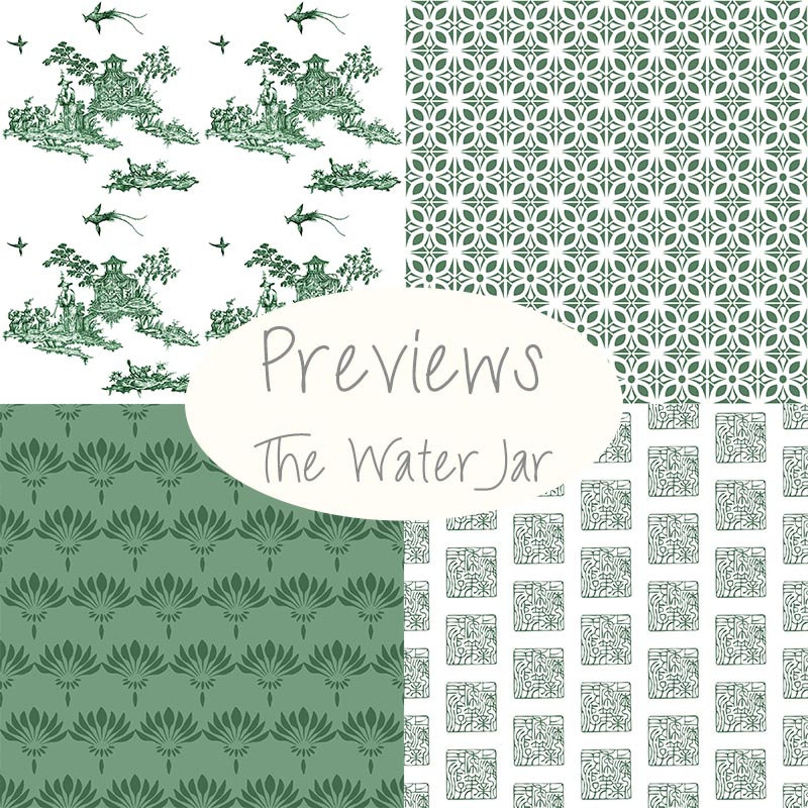 Green Chinoiserie Digital Papers, Chinoiserie Wallpaper Digital Paper ...