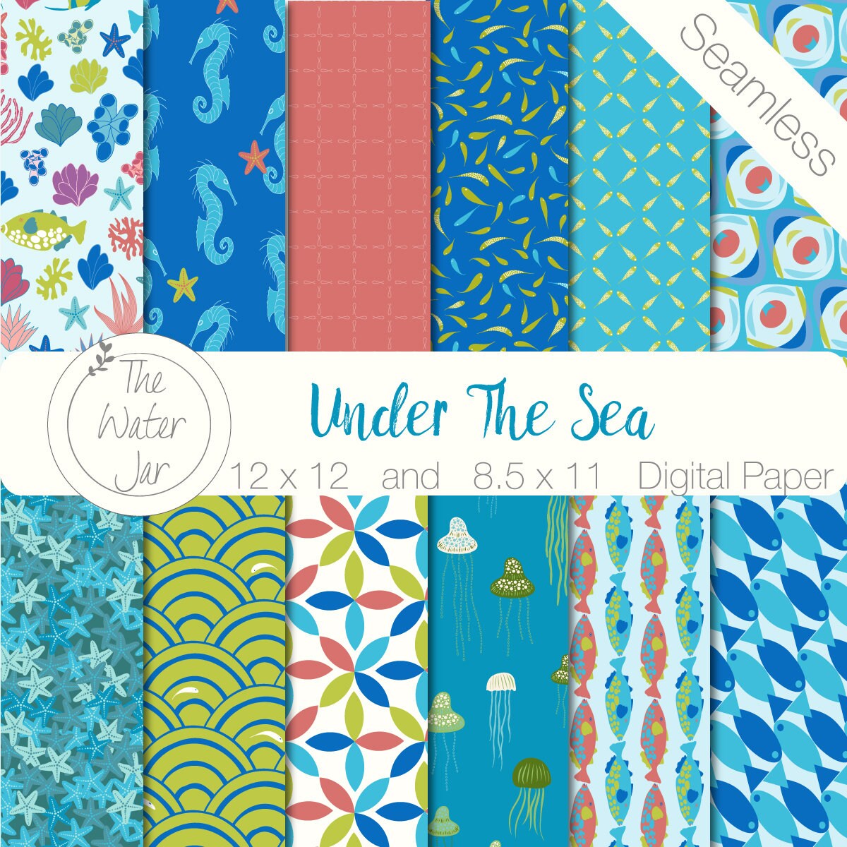 Ocean Themed Digital Paper Pack, Under the Sea Printable Paper ...