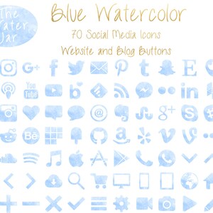 Blue Watercolor Social Media Icons Social Icons, Pale Blue Website ...