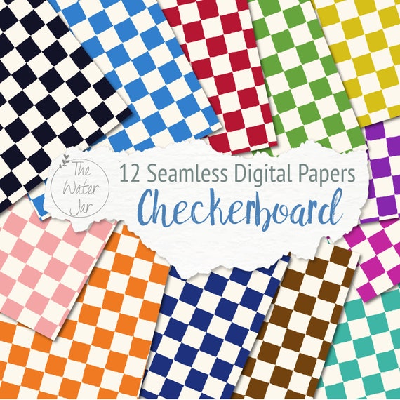 Printable Checkerboard Digital Paper Pack Designs in Bright - Etsy