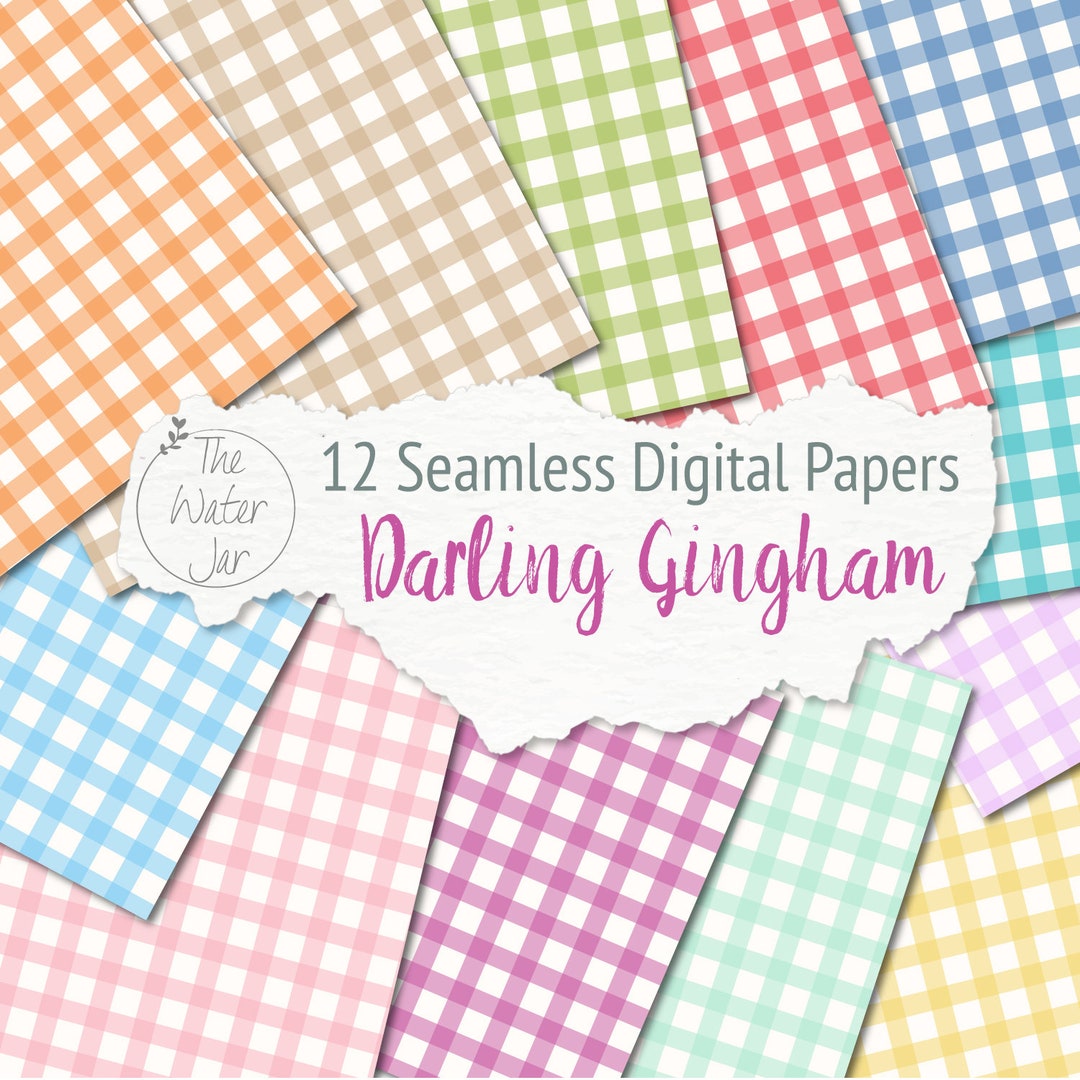 Gingham Digital Paper Pack, Bright Summer Gingham Check, Printable ...