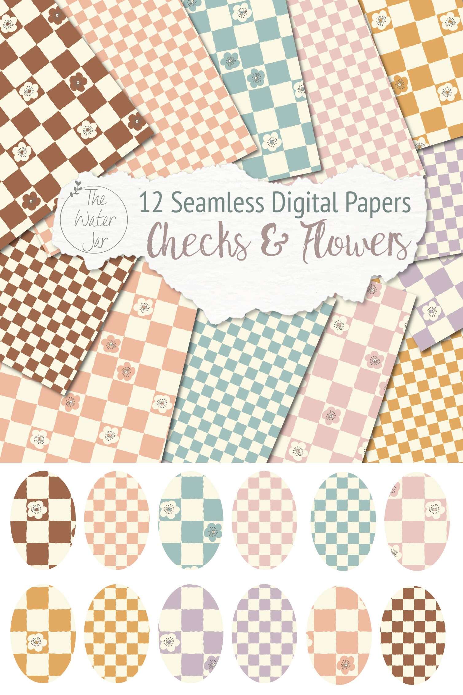Printable Checkerboard Digital Paper Pack Designs in Bright Colors ...