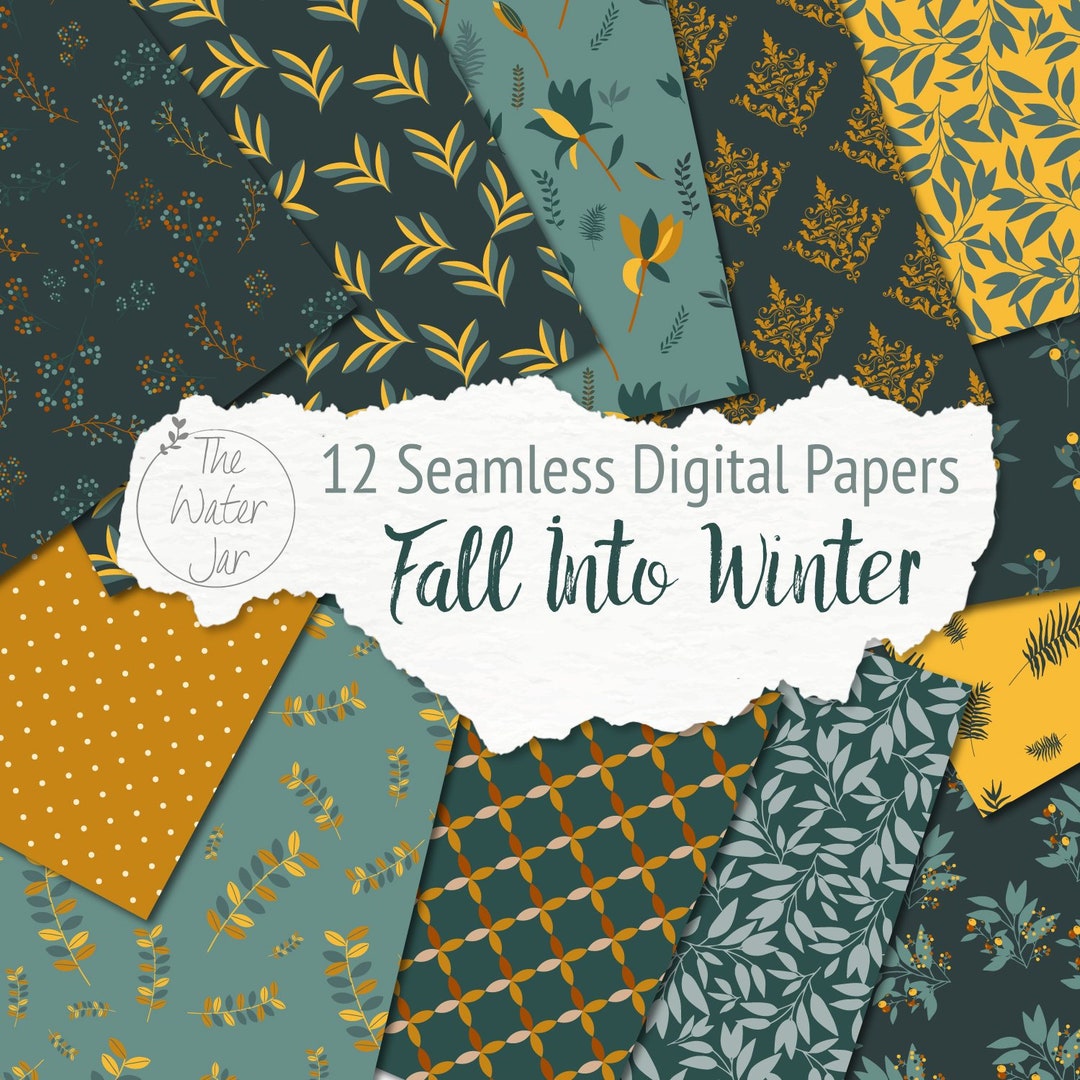 Fall Into Winter Digital Paper Pack in Contemporary Dark Shades With ...