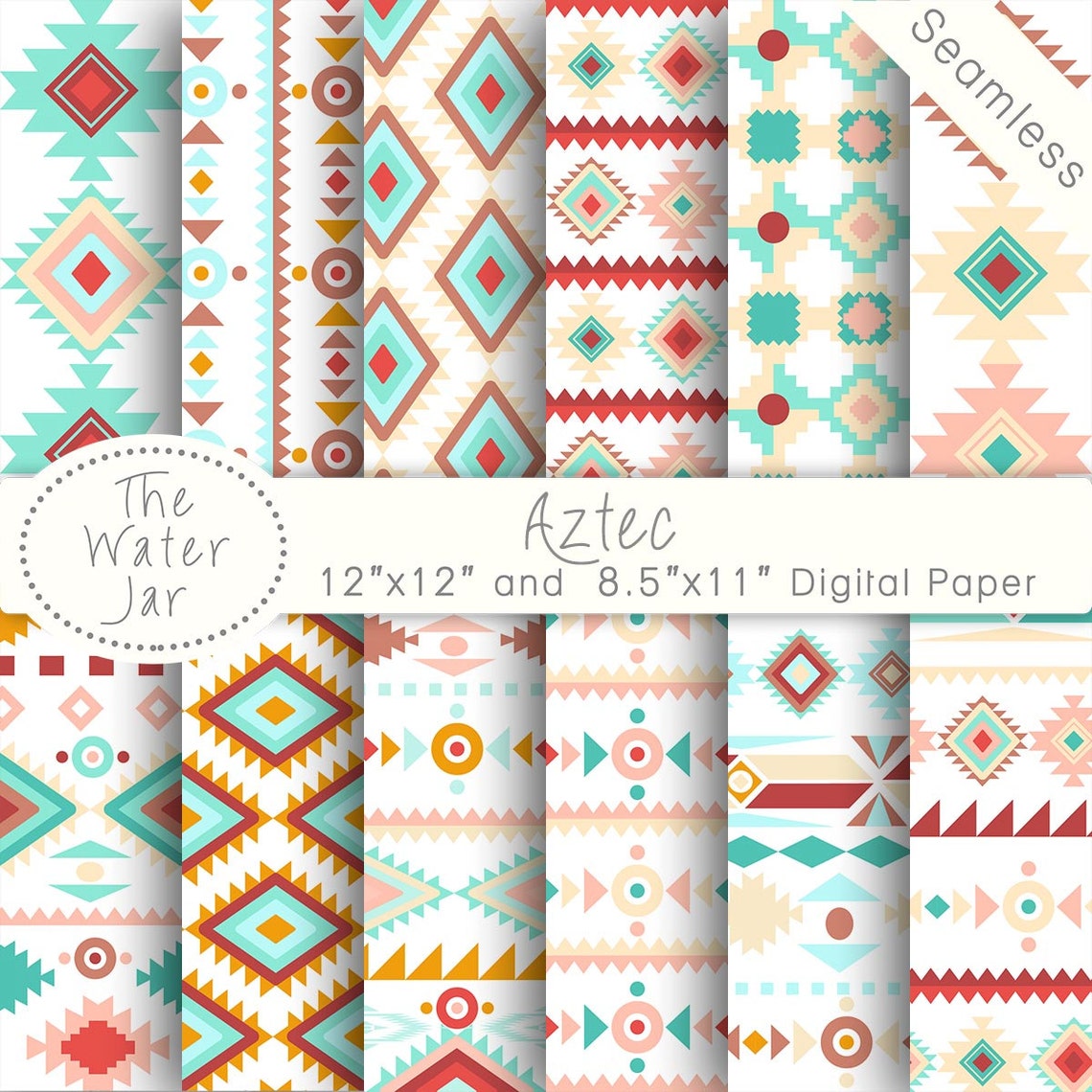 Aztec Digital Paper Summer Digital Paper Pack Aztec | Etsy
