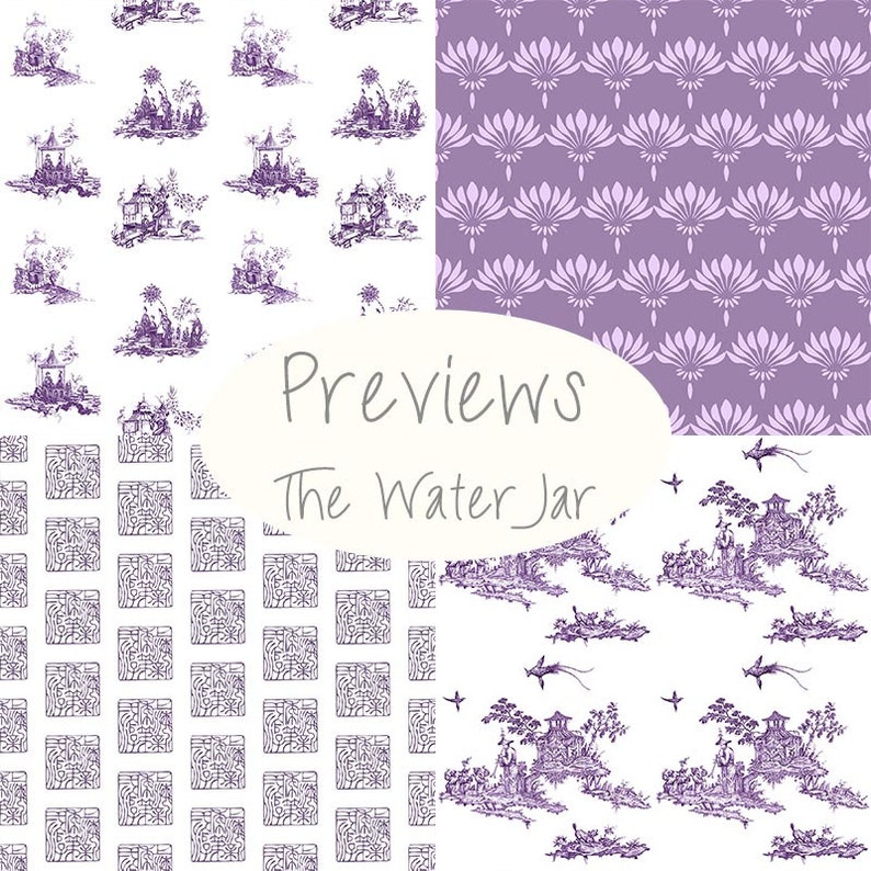 Digital Chinoiserie Paper Pack, Purple China Pattern, Digital Papers ...