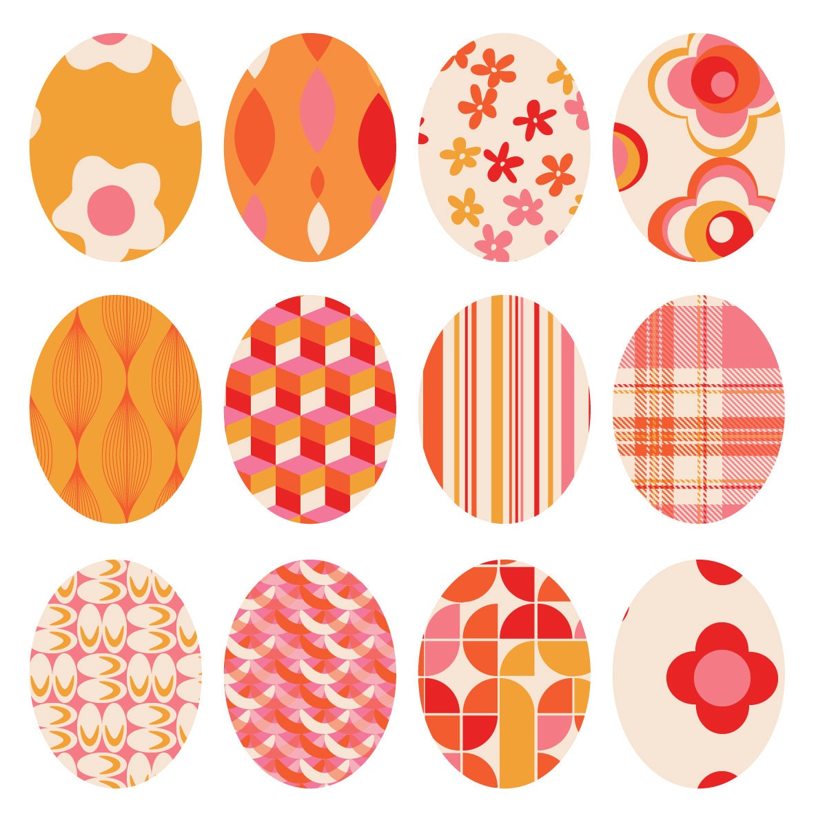 Retro Flower Power Digital Paper Pack, 60s70s Printable Dollhouse ...