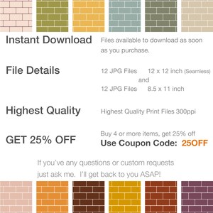 Subway Tile Digital Paper Pack in 2020 Trend Colors, Seamless Patterns ...