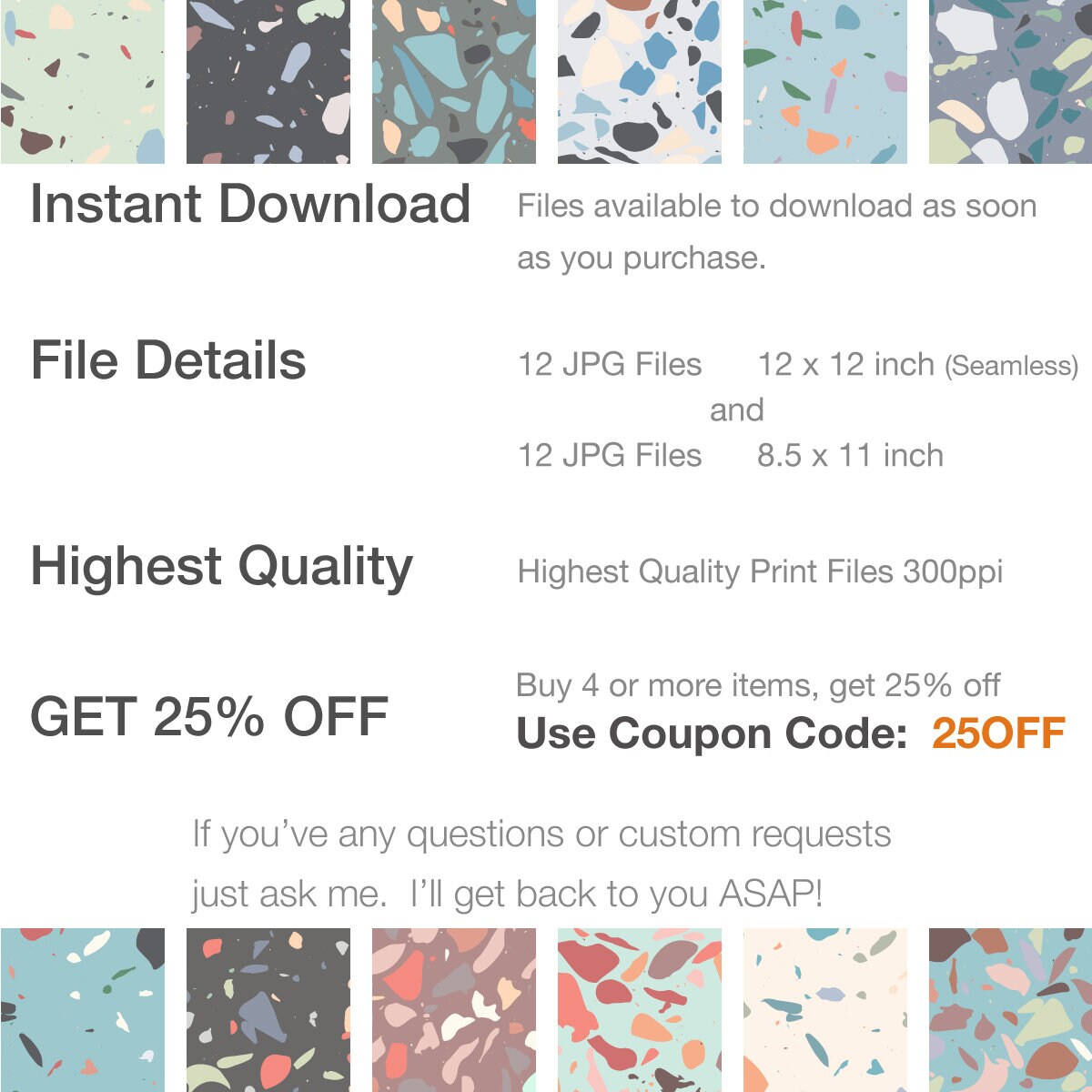 Terrazzo Digital Paper Pack, Printable Terrazzo Wallpaper, Woodland Digital Terrazzo Seamless ...