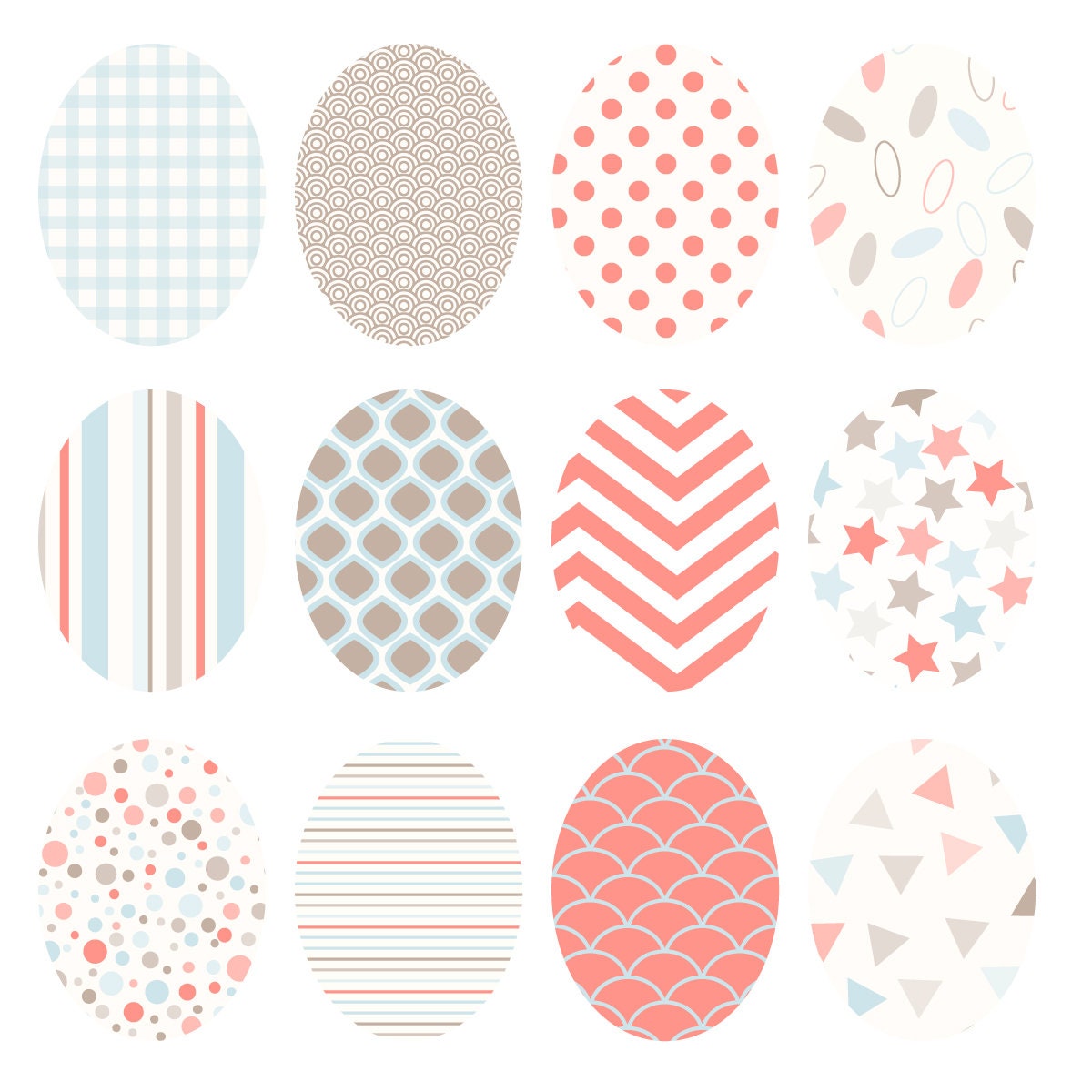 Printable Paper Digital Paper Pack in Coral and Blue | Etsy