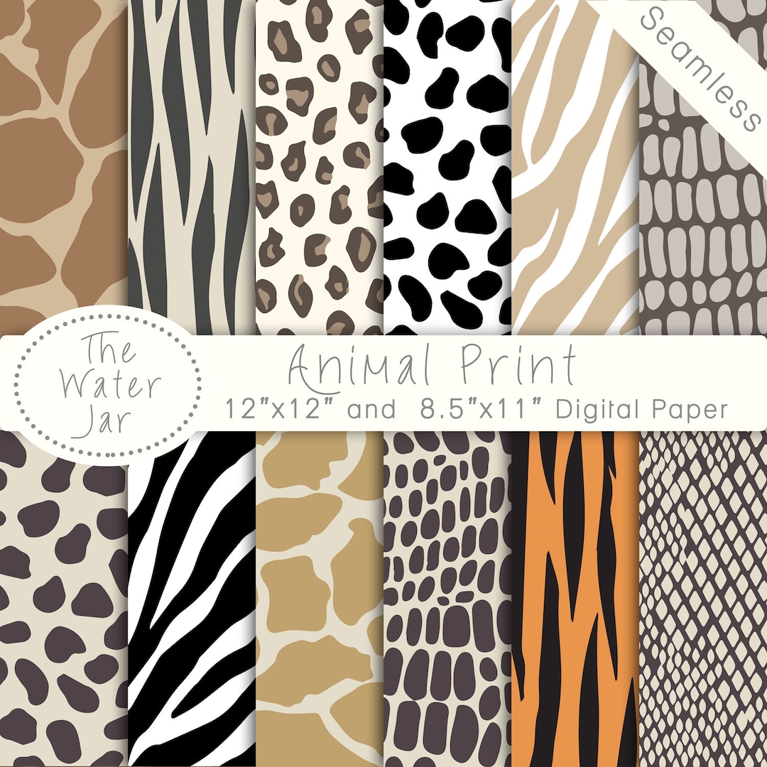 Animal Print Digital Paper Pack, Seamless Animal Print Designs for ...