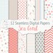 Printable Paper, Digital Paper Pack in Coral and Blue, Seamless Designs ...