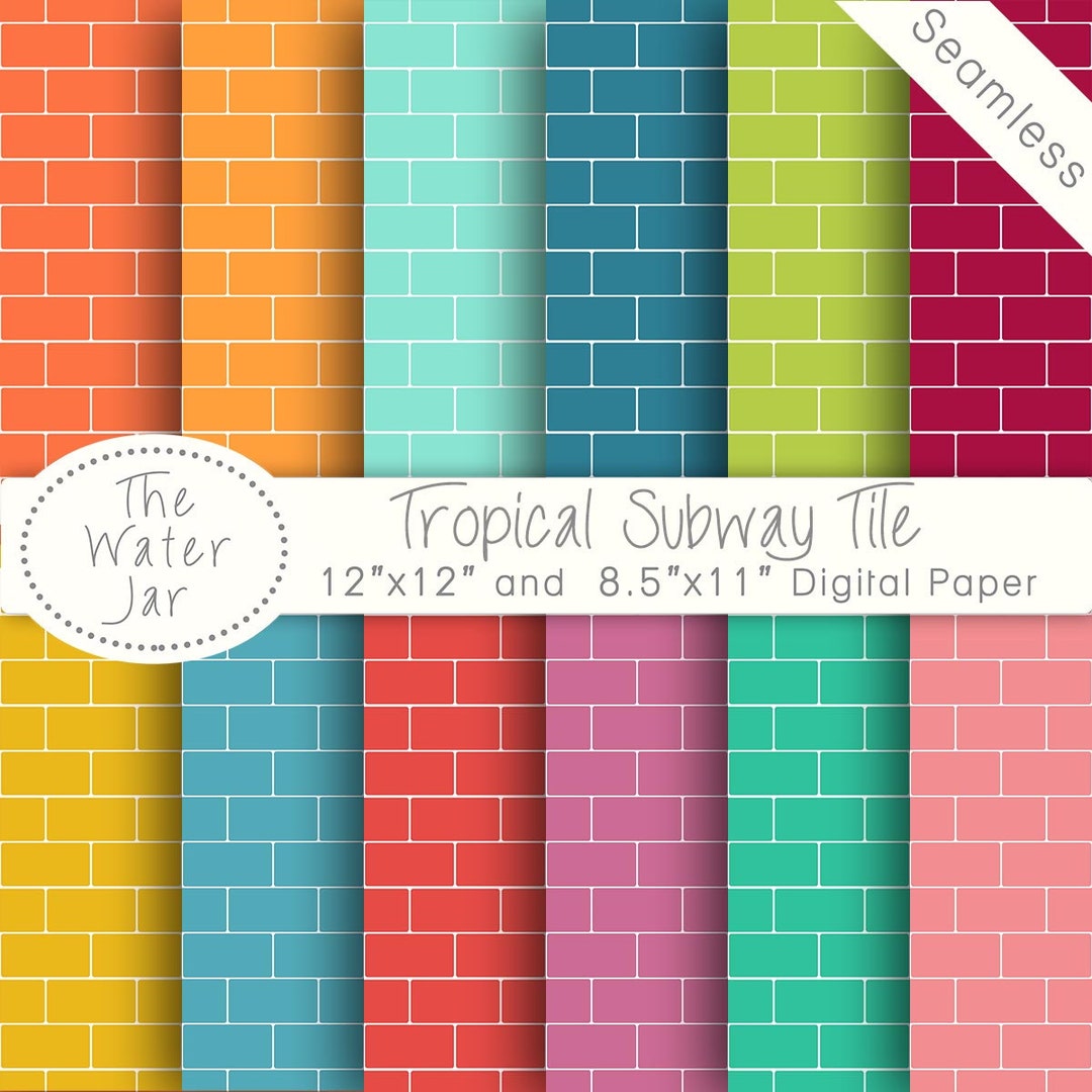 Colorful Subway Tile Digital Paper Pack, Seamless Metro Tile Patterns ...