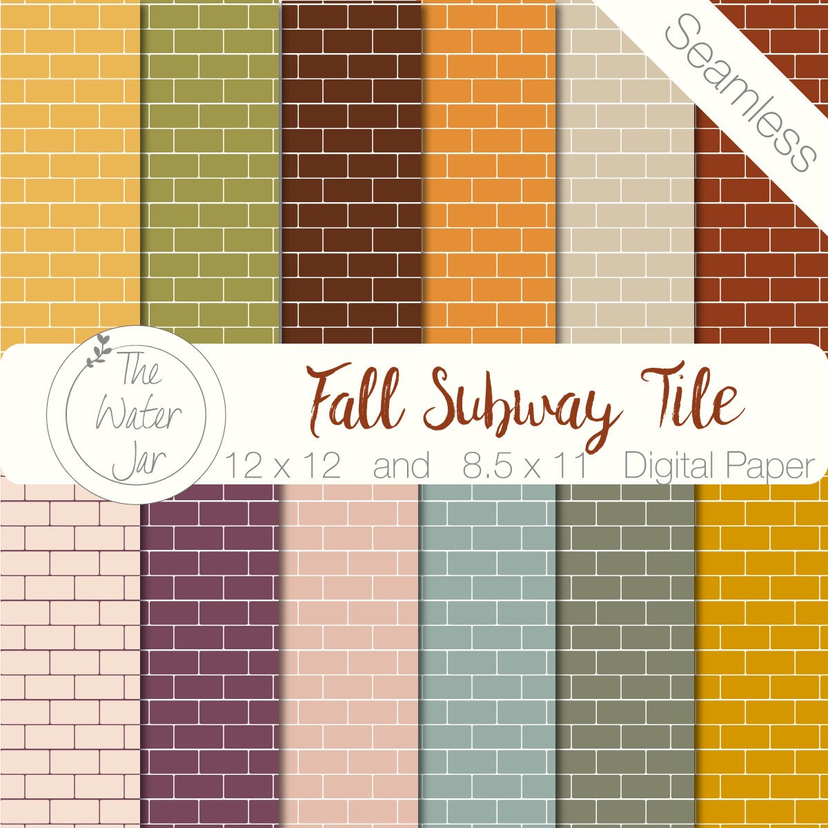 Subway Tile Digital Paper Pack in 2020 Trend Colors Seamless - Etsy
