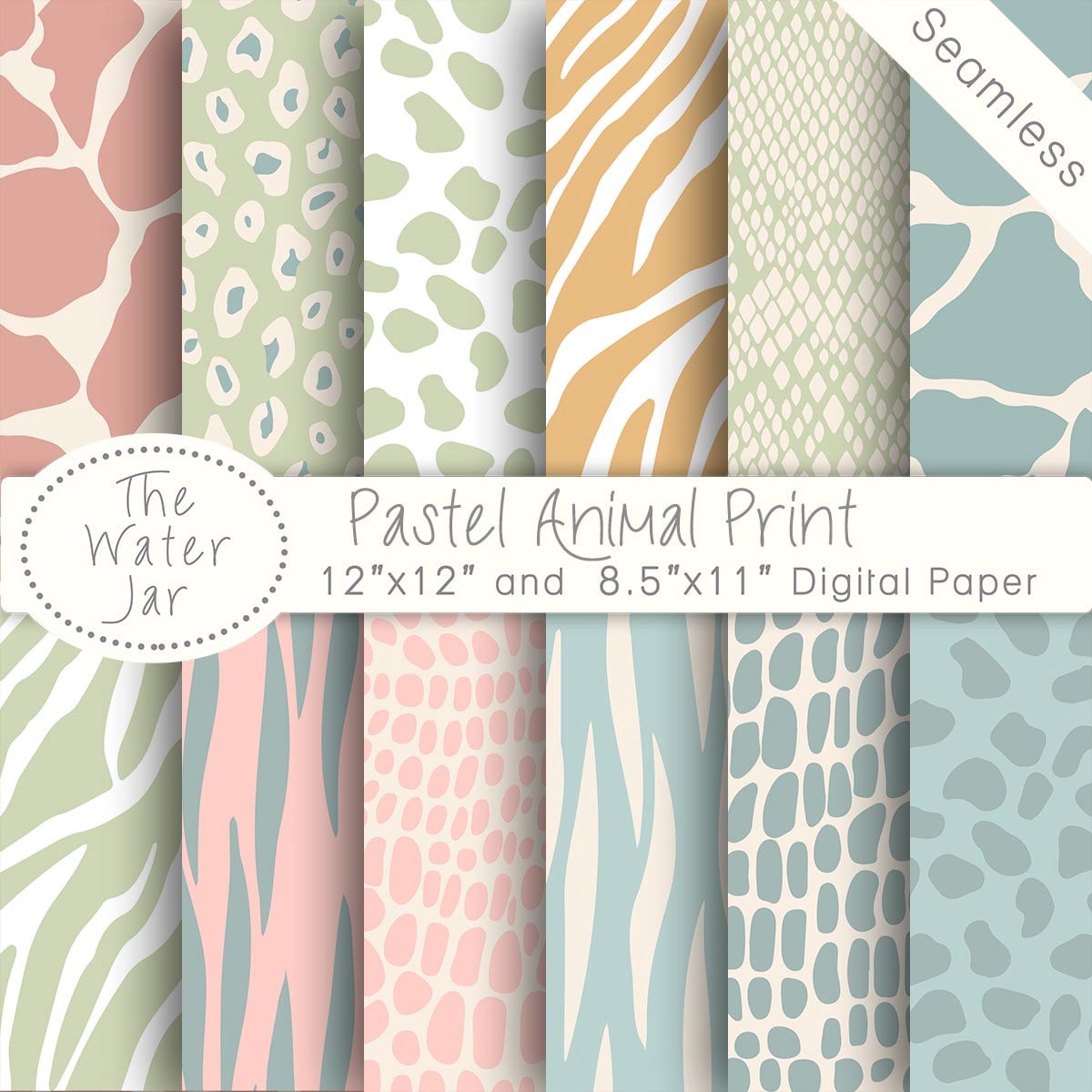 Pastel Animal Print Digital Paper Pack Animal Print Digital - Etsy