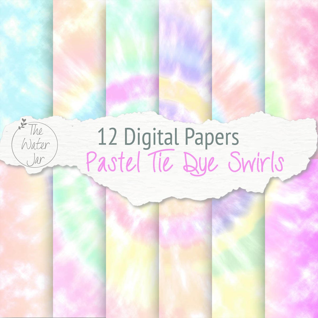 Pastel Tie Dye Swirl Digital Paper Pack, Spiral Tie Dye Designs, Modern ...