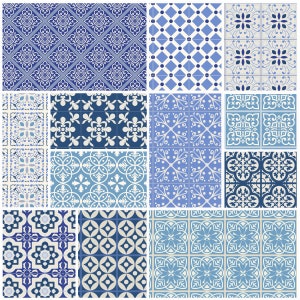 Blue Moroccan Tile Digital Paper Pack, Moroccan Pattern in Blue ...