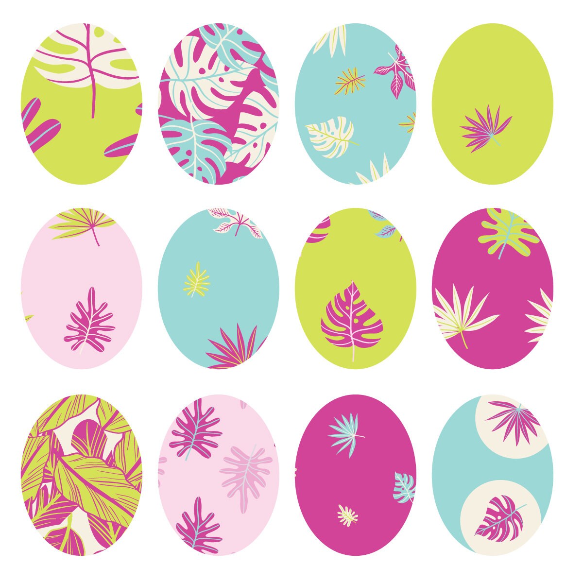 Printable Pink Tropical Digital Paper Pack, Bright Summer Tropical Leaf ...