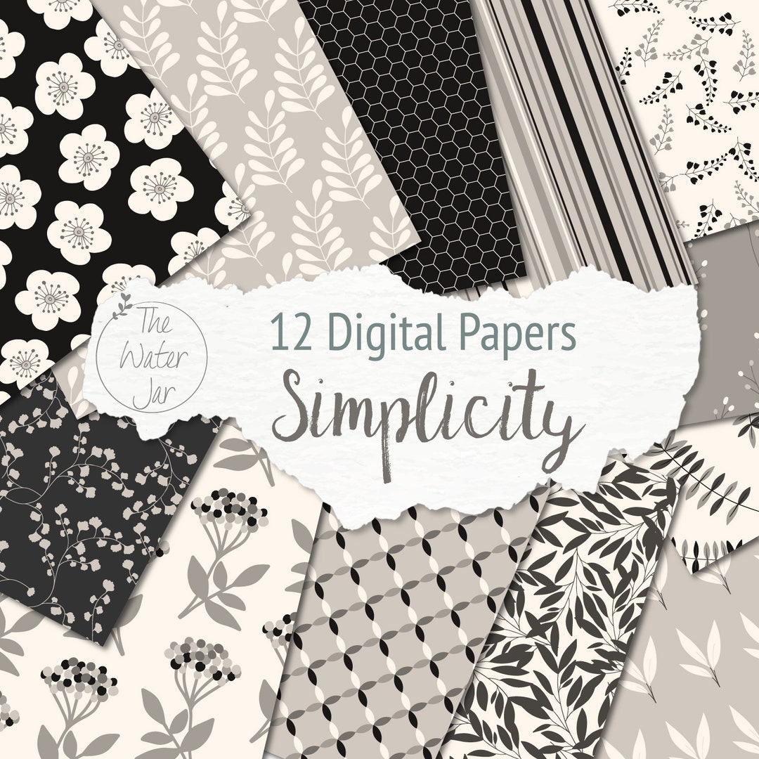 Black & White Digital Paper Pack, Pattern Designs for Commercial Use ...