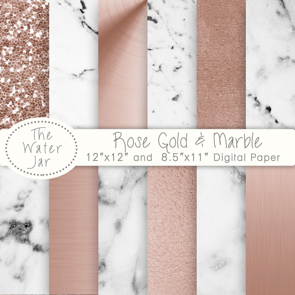 Marble and Rose Gold Digital Paper Commercial Use Digital - Etsy