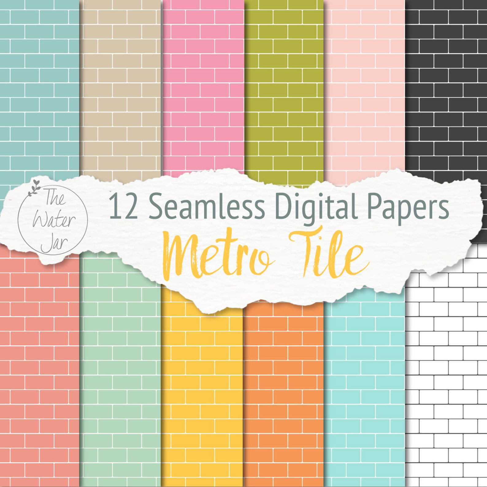 Metro Tiles Digital Paper Pack, Seamless Patterns Scrapbook Paper ...