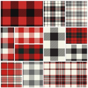 Lumberjack Digital Paper, Buffalo Plaid Check in Red, White, Black and ...