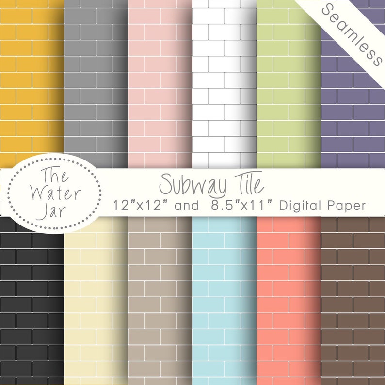 Subway Tile Digital Paper Pack SEAMLESS Patterns, Metro Tile Pattern ...