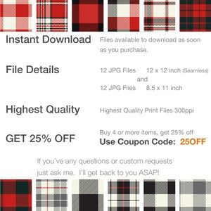 Lumberjack Digital Paper, Buffalo Plaid Check in Red, White, Black and ...