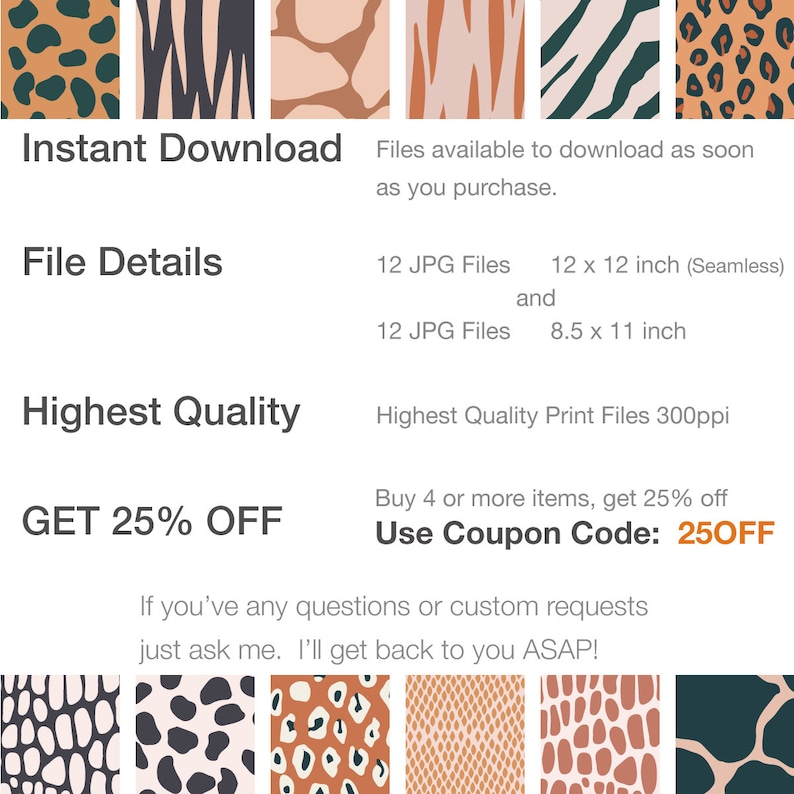 Jungle Themed Animal Print Digital Paper Pack, Earthy Brown Hues ...
