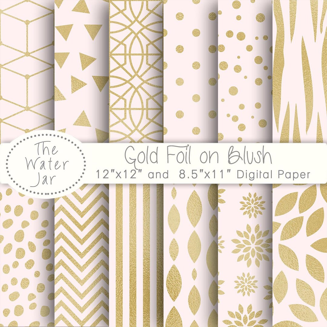 Gold Foil on Blush Pink Digital Paper Pack Printable Gold - Etsy