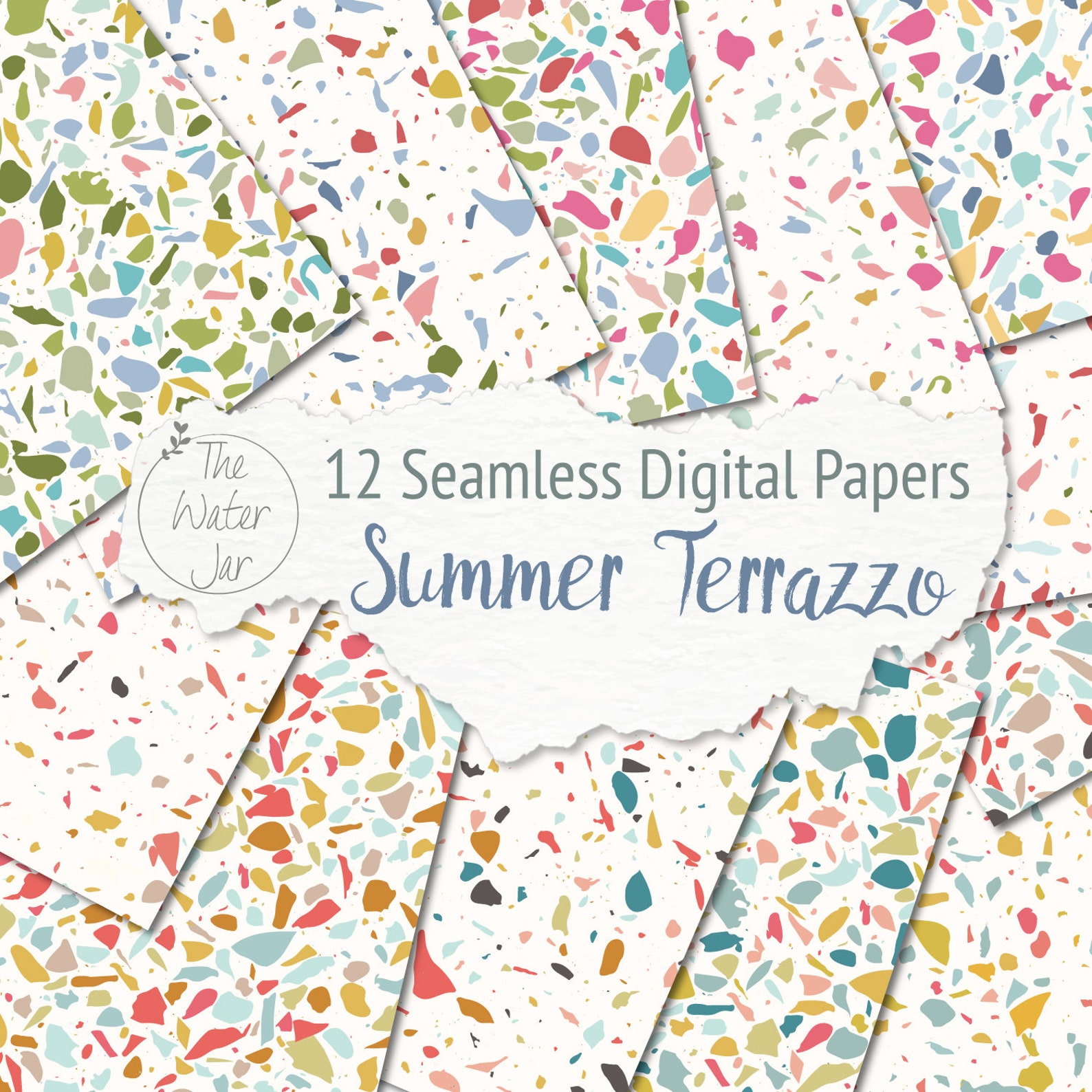 Printable Terrazzo Digital Wallpaper, Digital Terrazzo Paper Pack, Seamless Patterns, Terrazzo ...