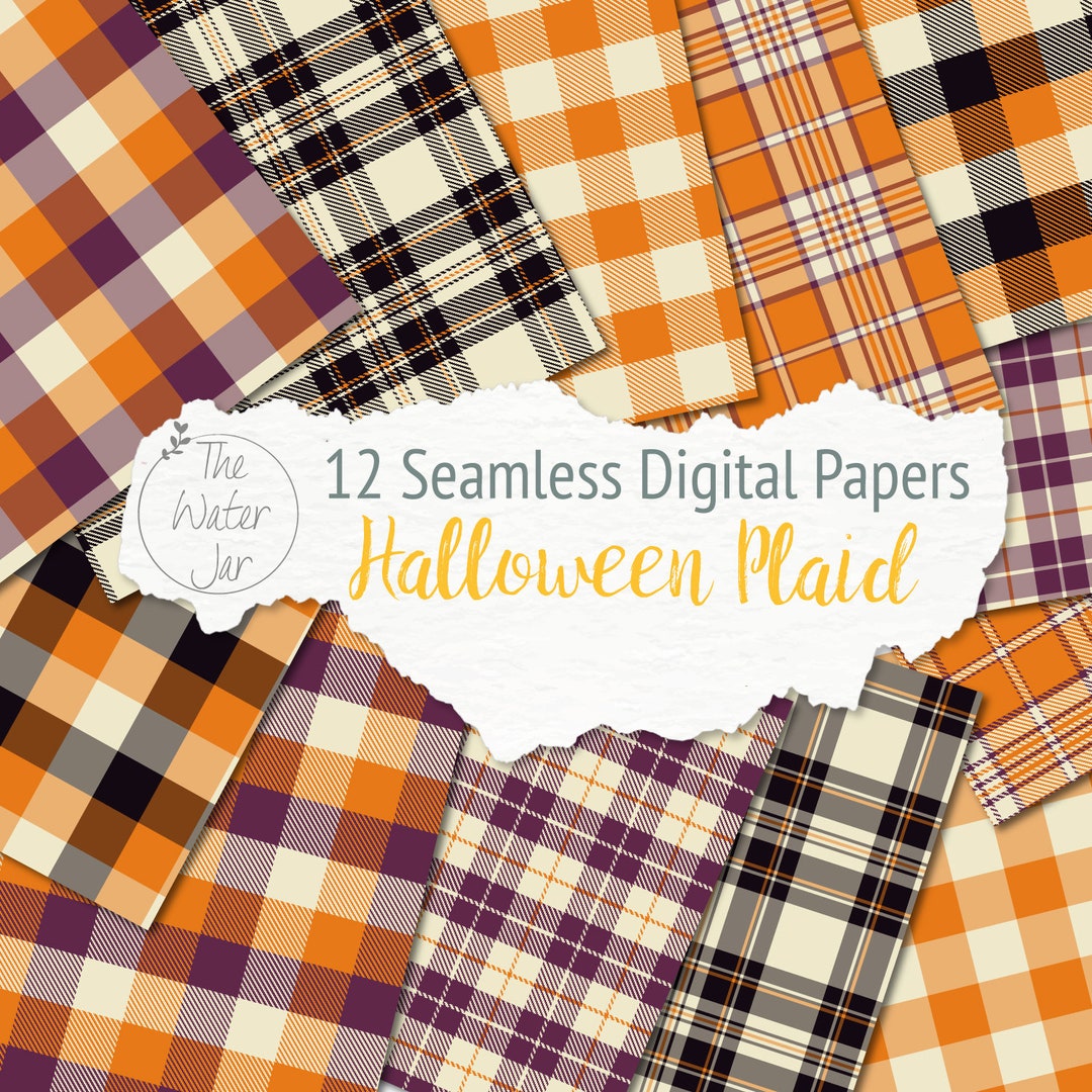 Scottish Tartan Digital Paper, Seamless Fall Halloween Patterns ...